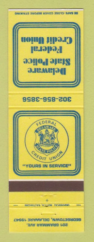 Matchbook Cover - Delaware State Police Federal credit Union Georgetown ...
