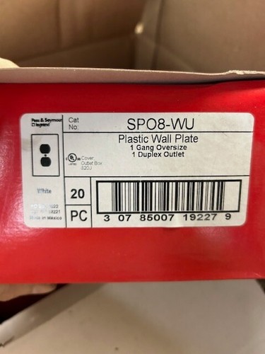**20 pk**NEW Pass & Seymour Legrand SPO8-WU Plastic Jumbo Wall Plate 1 ...