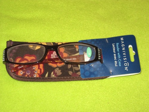 Magnivision Reading Glasses +1.50 Reader with Floral Case Purple ...