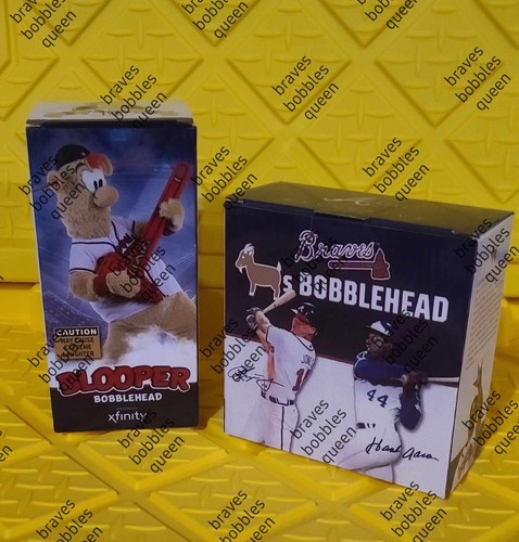 Chipper Jones Hank Aaron GOAT + Blopper Bobblehead Lot Atlanta Braves ...