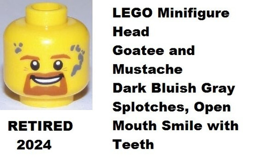 LEGO Minifigure Head Goatee and Mustache Dark Bluish Gray Splotches ...