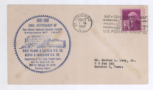 100th Anniversary of Two Illinois Railroad Charters 1947 Cover! Chicago ...