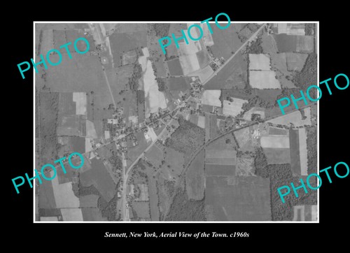 OLD POSTCARD SIZE PHOTO SENNETT NEW YORK AERIAL VIEW OF THE TOWN c1930 ...