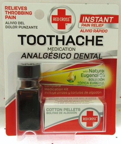 Red Cross Toothache Medication Kit ~ Instant Pain Relief ~ Eugenol Oil ...