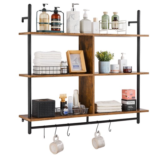 VEVOR Industrial Pipe Shelf 3 Tier 41.5x9.84in Wall-Mount Floating ...