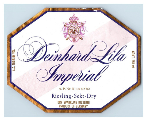 1970's-80's Deinhard Lila Imperial Reisling German Wine Label Original ...