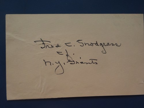 SIGNED FRED SNODGRASS 3x5 INDEX CARD NEW YORK GIANTS | eBay