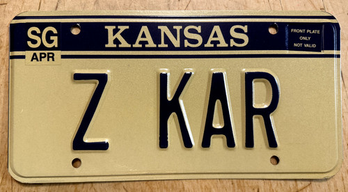 1980'S KANSAS VANITY LICENSE PLATE " Z KAR " Z28 300ZX NISSAN DATSUN ...