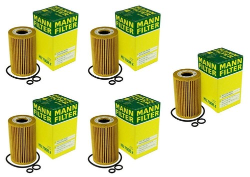 Mann Set of 5 Engine Oil Filters O-Rings HU7008Z For VW Passat 2.0L ...