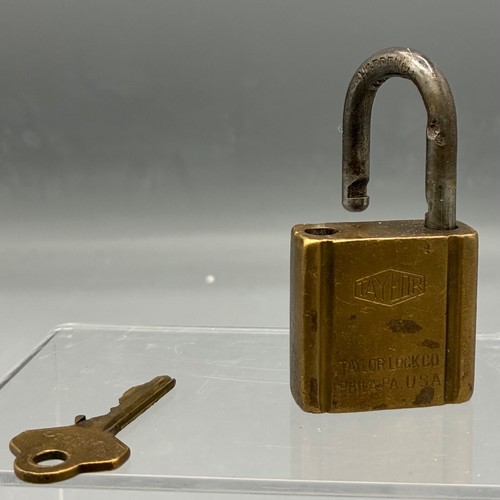 VTG, Taylor Lock Co., Phila PA USA, Harden, Brass Padlock, with 1 Key ...