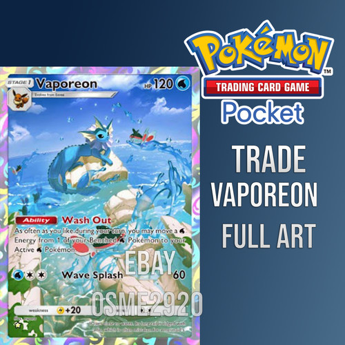 Pokemon TCG POCKET VAPOREON FULL ART (Trading Card Game) TCGP FAST ...