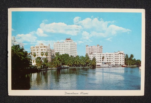 1962 Downtown from Across the Miami River Miami FL Dade Co Postcard ...