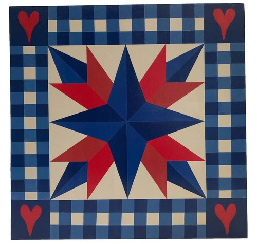 Stacked Star Barn Quilt with Buffalo Check Country Border - Primitive ...