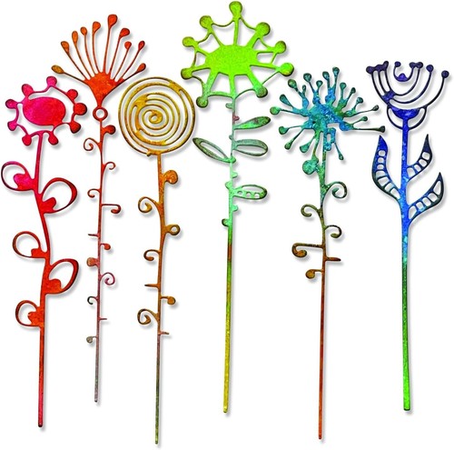 Sizzix Tim Holtz Thinlits Die ARTSY STEMS Flowers 6 Dies 666846 | eBay