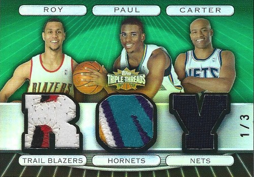 2007-08 Vince Carter Brandon Roy Chris Paul Triple Threads ROY Patch 1/ ...
