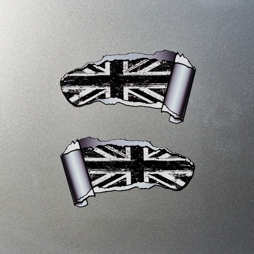 2x B&W UK British Flag Ripped Metal Slash Vinyl Sticker Decal For Car ...