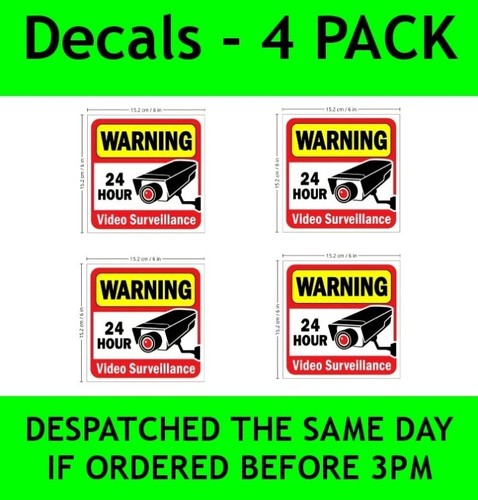 4 PACK cctv small Stickers Safety Business cars vans decals | eBay