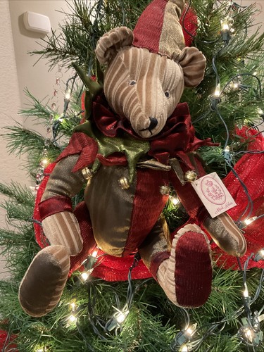 Mark Roberts Collection Christmas Holiday Jester Teddy Bear 20" Green ...