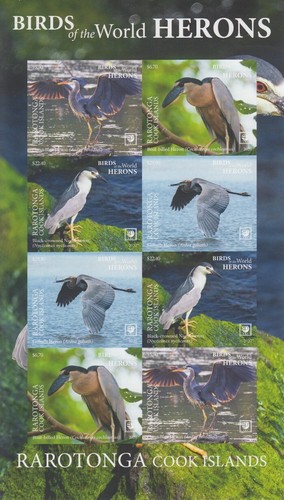 Cook Is. MNH Sc 1712 sh IMPERF Mi 160-63 KB B Value 192 Euro Herons ...