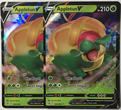 POKEMON 2X APPLETUN V 026/264 FUSION STRIKE ULTRA RARE HOLO NEAR MINT ...