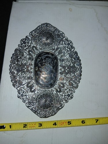 Antique Chinese Sterling Solid Silver Filigree Dragon Wire Work Small ...
