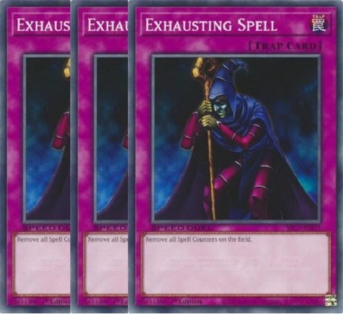 Yugioh - Exhausting Spell x 3 - 1st Edition NM - Free Holographic Card ...