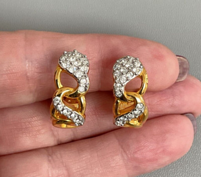 Swarovski Crystal Yellow Gold Plated Hoop Costume Earrings for sale | eBay