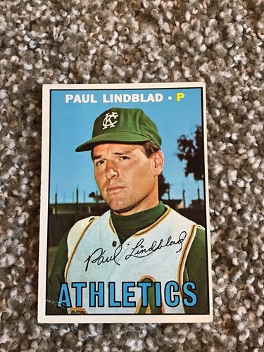 KANSAS CITY ATHLETICS 1967 TOPPS PAUL LINDBLAD BASEBALL CARD EX-MT #227 ...