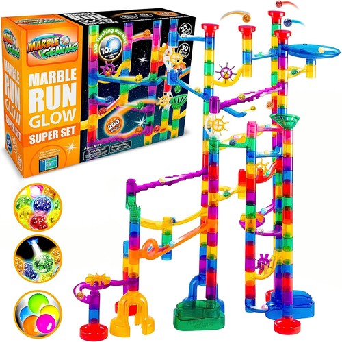 Marble Genius Glow Marble Run Set Maze Glow in The Dark (200 pcs) NEW ...