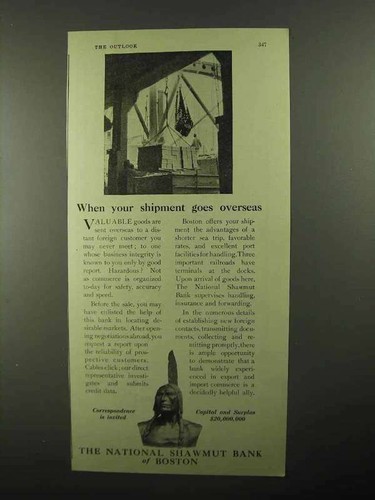 1922 The National Shawmut Bank of Boston Ad - Shipment | eBay