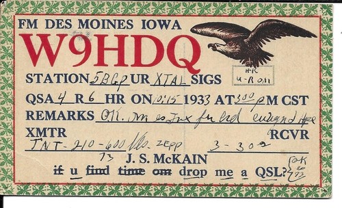 QSL 1933 Des Moines Iowa radio card | eBay