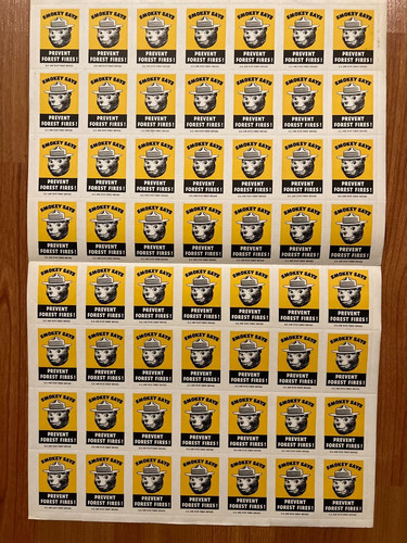 Vintage Sheet of Smokey the Bear Prevent Forest Fires Stamps | eBay