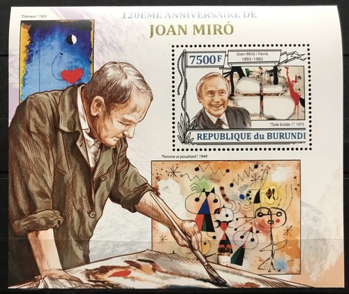 Joan Miro - Spanish Painter Artist / Art on stamps Burundi MNH** - Del ...