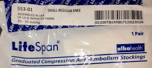 Albahealth LifeSpan Anti-embolism Stockings -small-reg-Knee-ref 553-01 ...