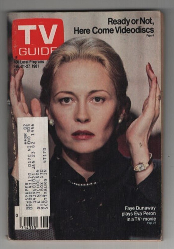 TV Guide Feb 21, 1981 Faye Dunaway as Eva Peron Cover Here Comes ...