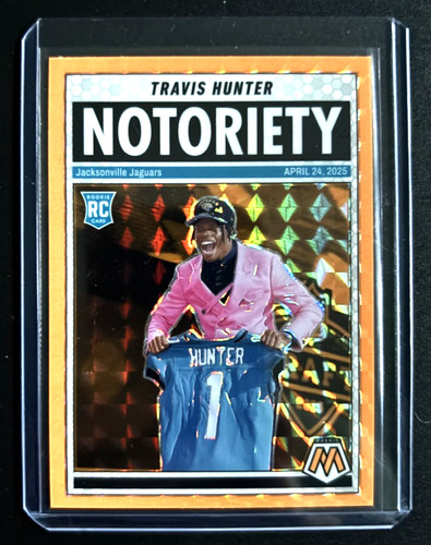2025 MOSAIC TRAVIS HUNTER NOTORIETY ORANGE FLUORESCENT ROOKIE FOOTBALL ...