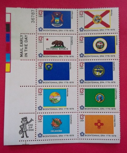 BICENTENNIAL STATE FLAGS (1976) Block of 10 stamps - FREE shipping | eBay
