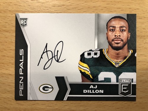 AJ A.J. Dillon 2020 Panini Elite Rookie On Card Auto No.PP24 Green Bay ...