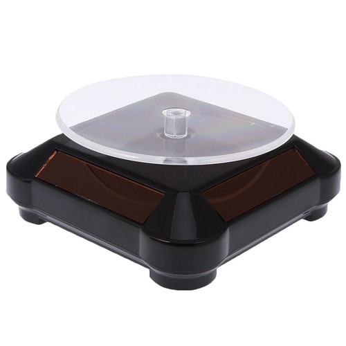 Solar Power Jewelry Rotary Display Stand Turn Table w/ 4Sides Panels ...