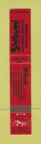 Matchbook Cover - Shibumi Japanese Steak Hosue Danbury CT 10 Strike | eBay