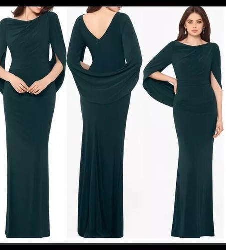 Betsy & Adam Drape Back Maxi Gown Sz Small In Forest Green | eBay