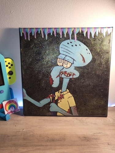 Zombie Squidward Rainbow Drip Painting/Zombie SpongeBob Squarepants Crew Series | eBay