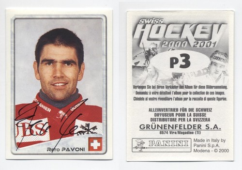 2000-01 Panini Swiss Hockey Album Stickers P3 Reto Pavoni Auto in ...