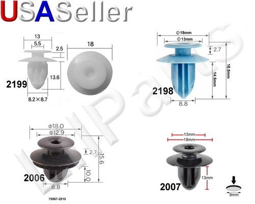 Toyota Lexus Rocker Panel Moulding Clips 75867-02010, 75867-AA010 ...