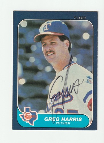 Greg Harris Signed 1986 Fleer Card #561 Auto Texas Rangers Autograph ...