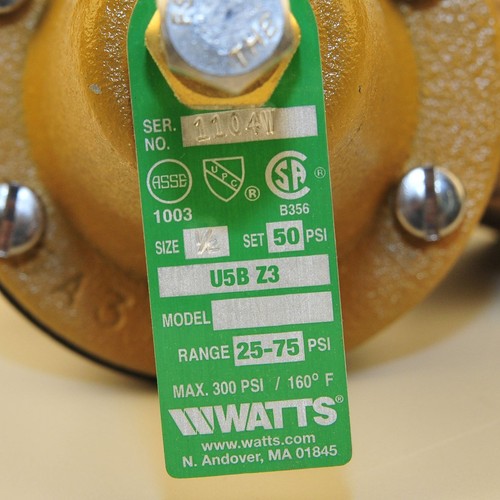 Watts 0009100 Series LFU5B-Z3 1/2 Inch Pressure Reducing Valve Lead ...