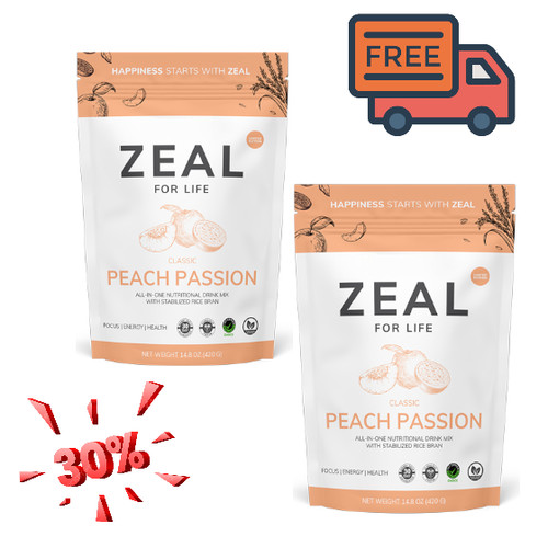 2 Bags Zeal Peach Passion Flavor Drink Mix – Refreshing Powder Beverage ...