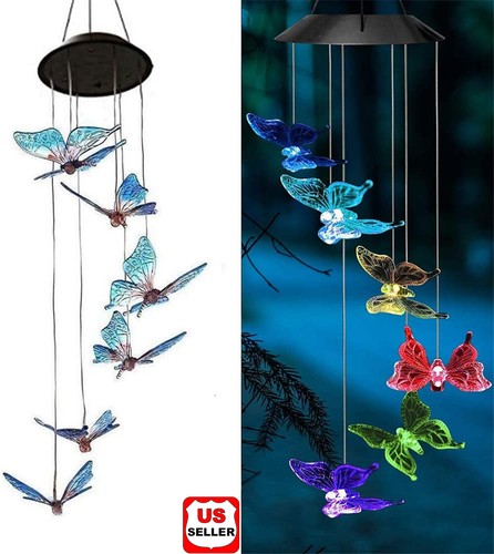 Solar Wind Chimes Lights LED Garden Outdoor Color Changing Hanging ...
