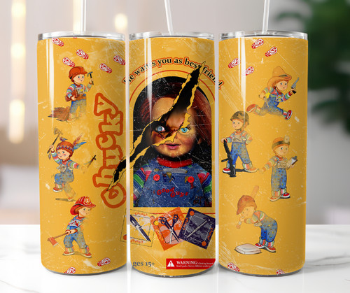 Chucky Doll Horror Movie Thermal Travel Mug Tumbler new, box, straw ...