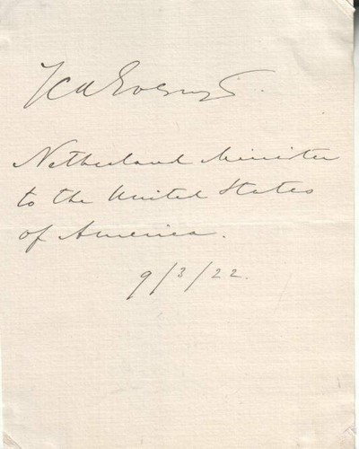 Statesman / Ambassador Handwritten Letter for Netherlands to U.S. in ...